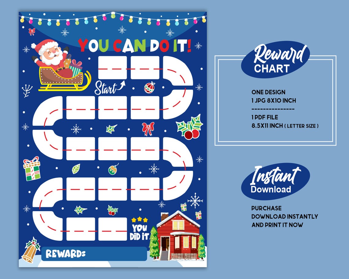 Santa Reward Chart Printable Behavior Chart Daily Chore Chart Kids ...