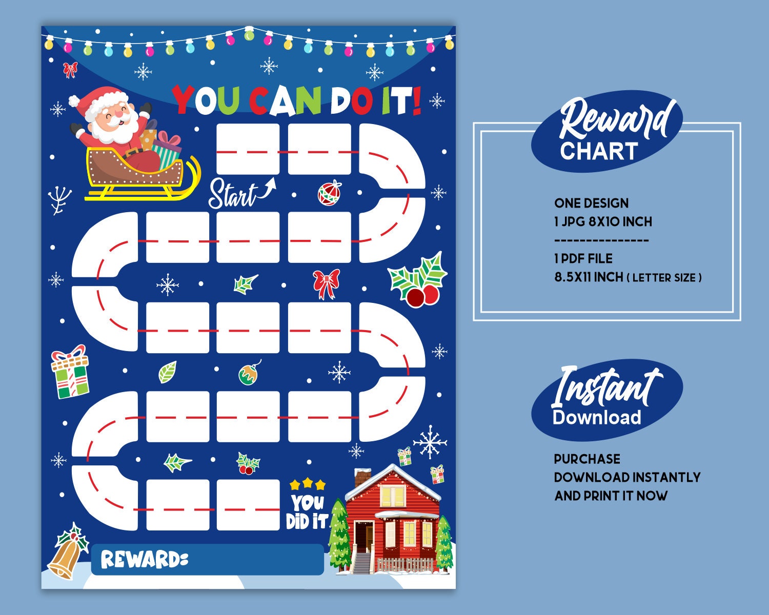 Santa Reward Chart Printable Behavior Chart Daily Chore Chart Kids ...