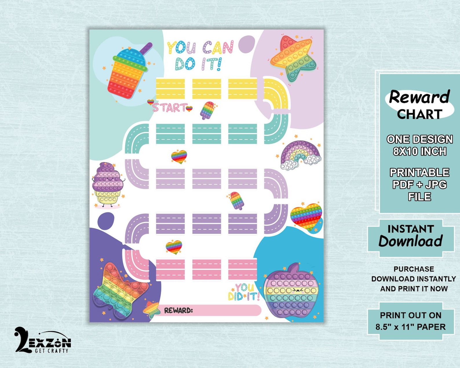 Printable Pop It Reward Chart | Pop It Fidget Kids Behavior Chart ...