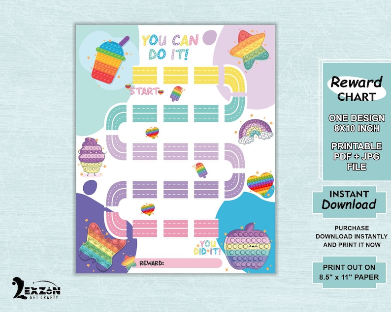 Printable Pop It Reward Chart Pop It Fidget Kids Behavior Chart Instant ...