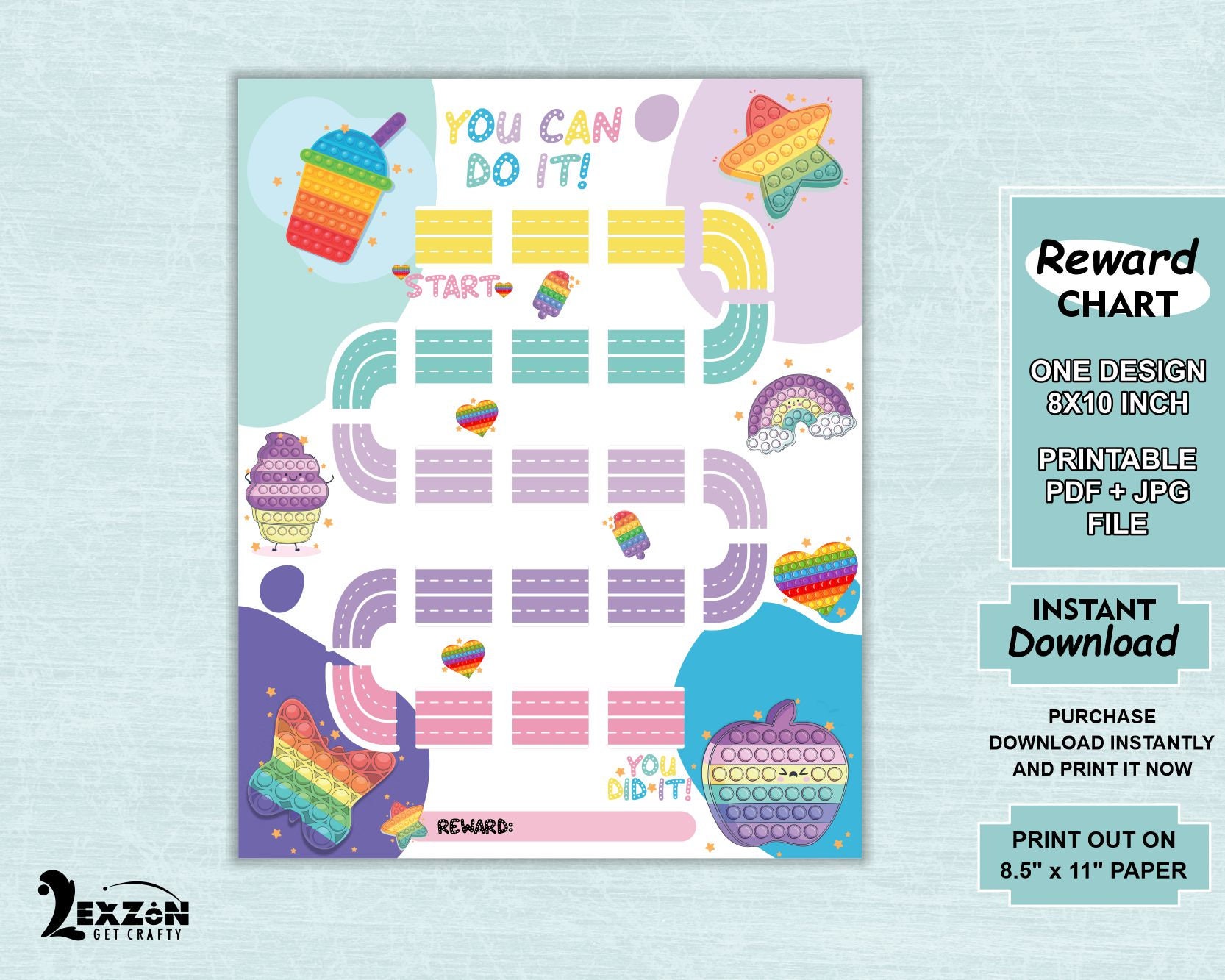 Printable Pop It Reward Chart Pop It Fidget Kids Behavior Chart Instant ...