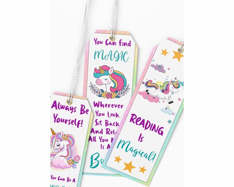 Printable Unicorn Bookmark Instant Digital Download 4 Printable Unicorn ...