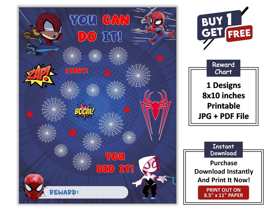 Spiderman Reward Chart, Chore Chart for Kids, Kids Chores, Kids Chore ...