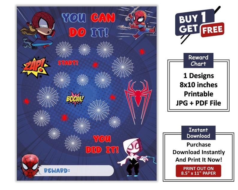 Spiderman Reward Chart, Chore Chart for Kids, Kids Chores, Kids Chore ...