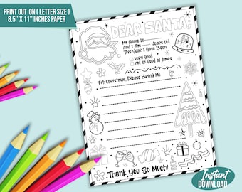 Letter to Santa Coloring Page | Printable Dear Santa Letter | Christmas ...