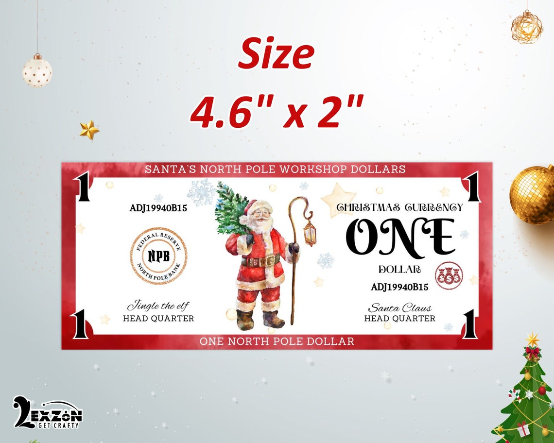 Printable Christmas Money North Pole Dollar Bill Kid's Activity Ready ...
