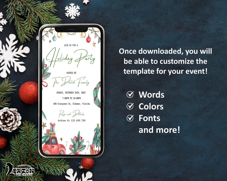 DIY Digital Christmas Party Invitation, Editable Christmas Canva ...