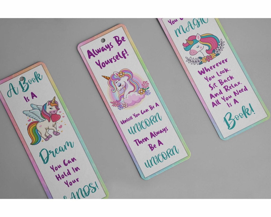 Printable Unicorn Bookmark Instant Digital Download 4 Printable Unicorn ...