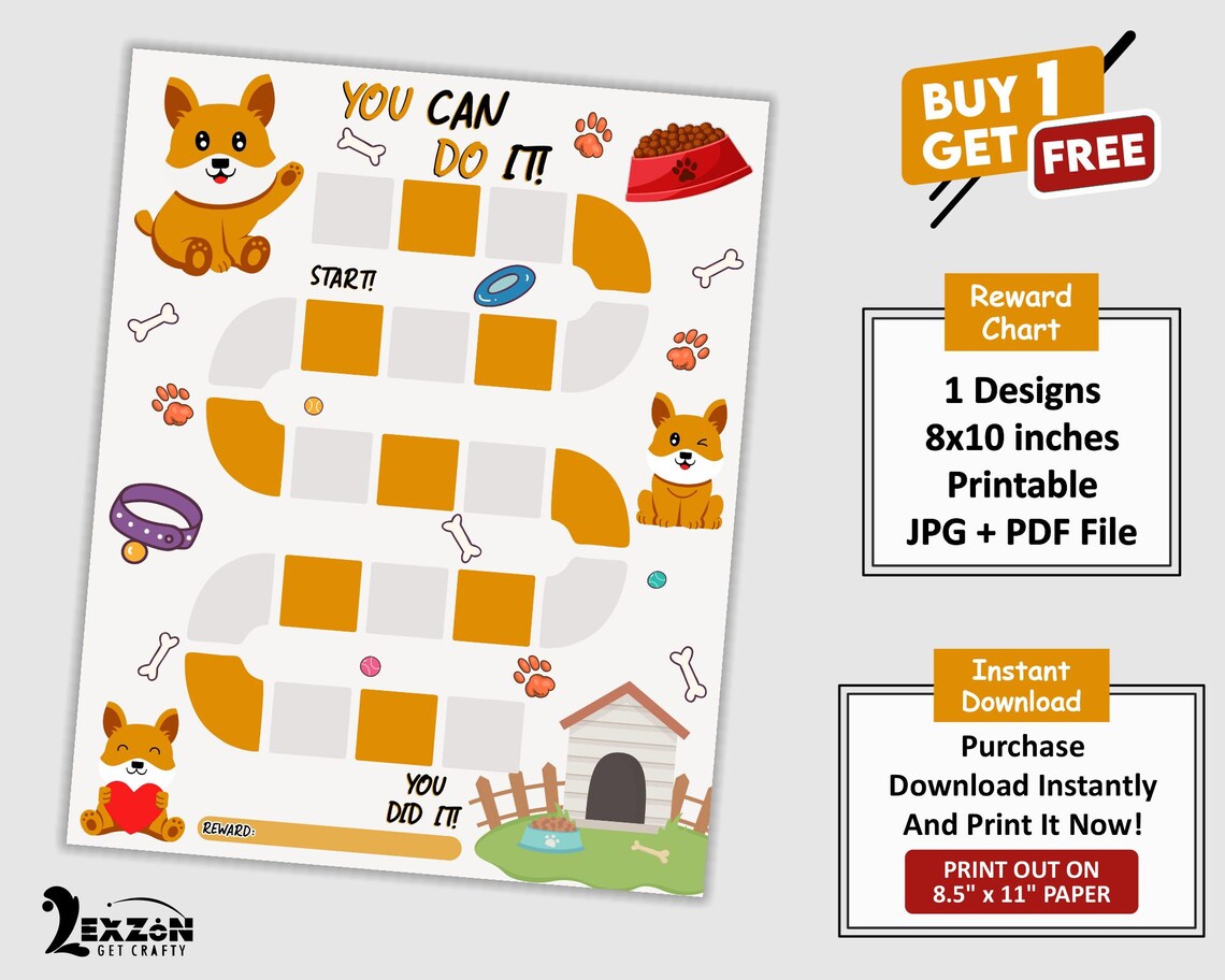 Printable Dog Reward Chart Pet Kids Behavior Chart Instant Download ...