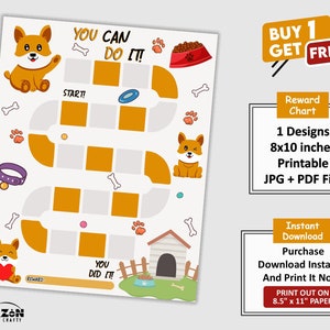 Printable Dog Reward Chart | Pet Kids Behavior Chart | Instant Download ...