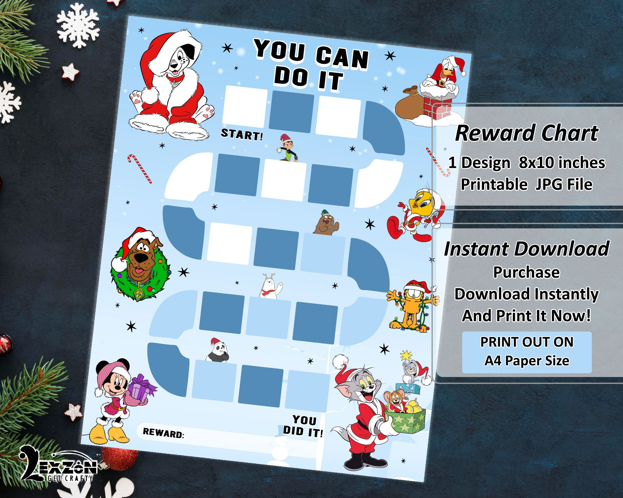 Christmas Santa Reward Chart | Printable Behavior Chart | Daily Game ...