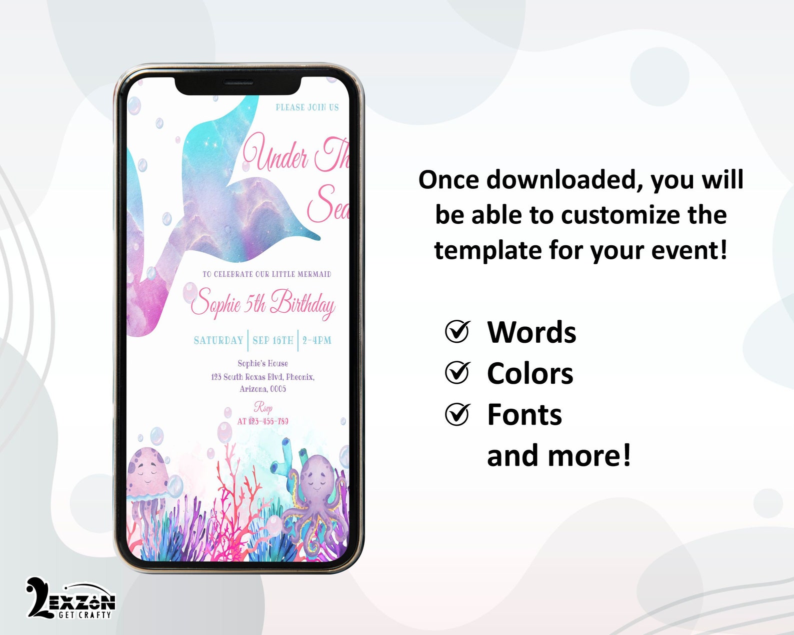 Under the Sea Birthday Invitation Template, Editable Ocean Party Invite ...