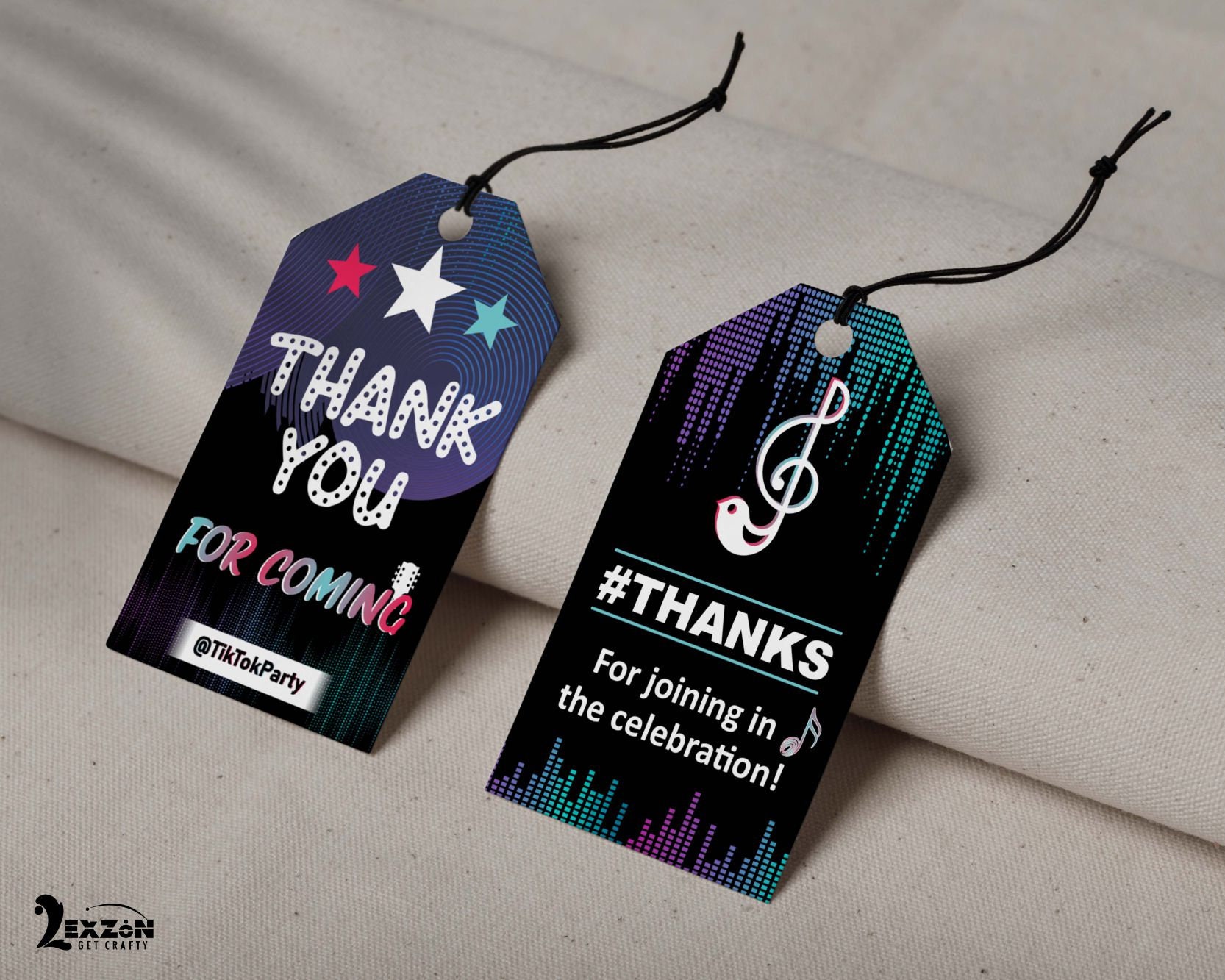 Tiktok Inspired Thank You Tags Printable Tik Tok Birthday Label Musical ...
