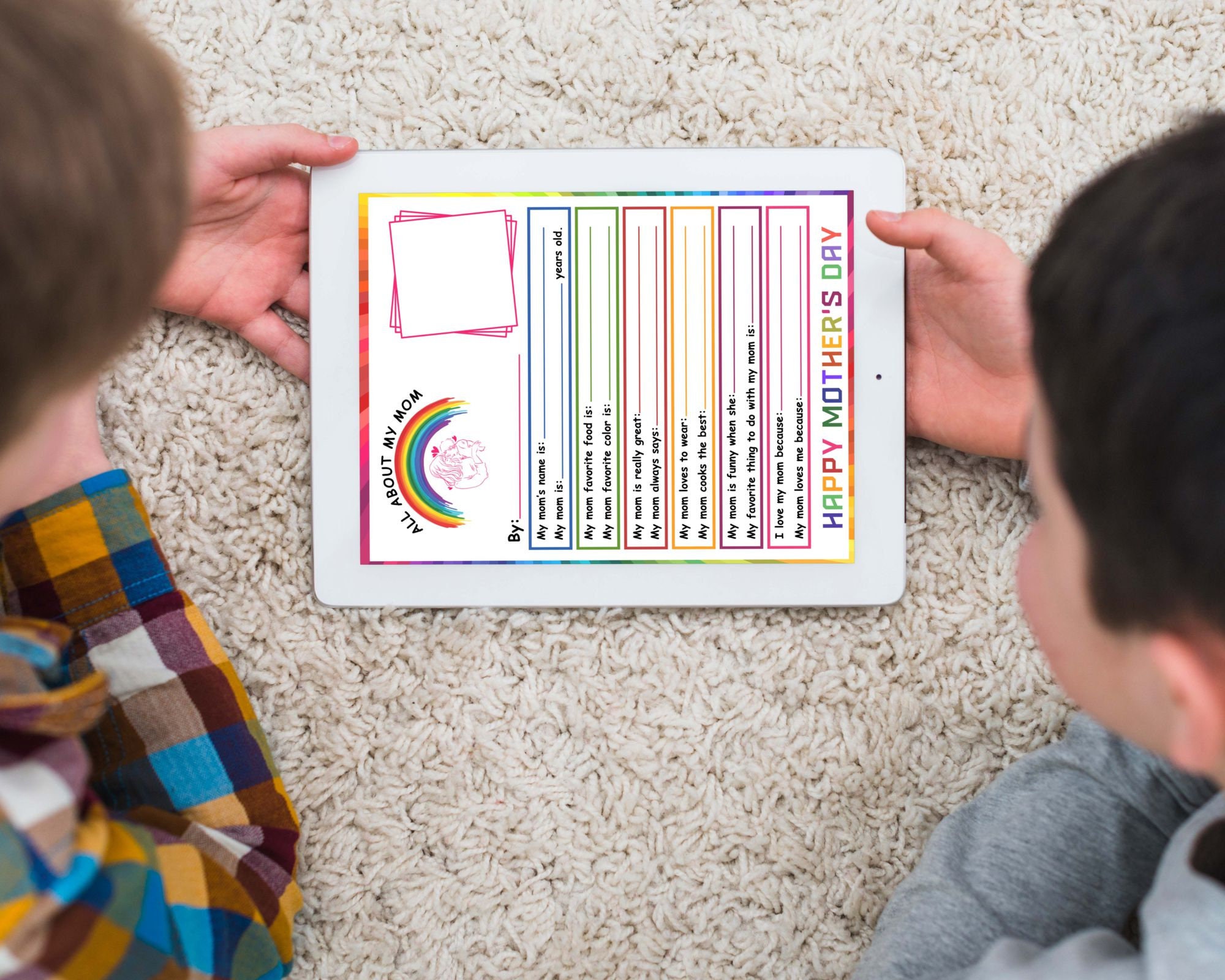 Mother's Day Card, Printable About My Mom Mother's Day Mom Printable ...