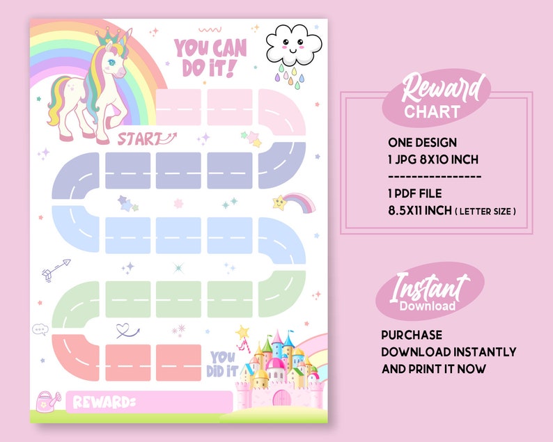 Unicorn Reward Chart Printable Unicorn Behavior Chart - Etsy