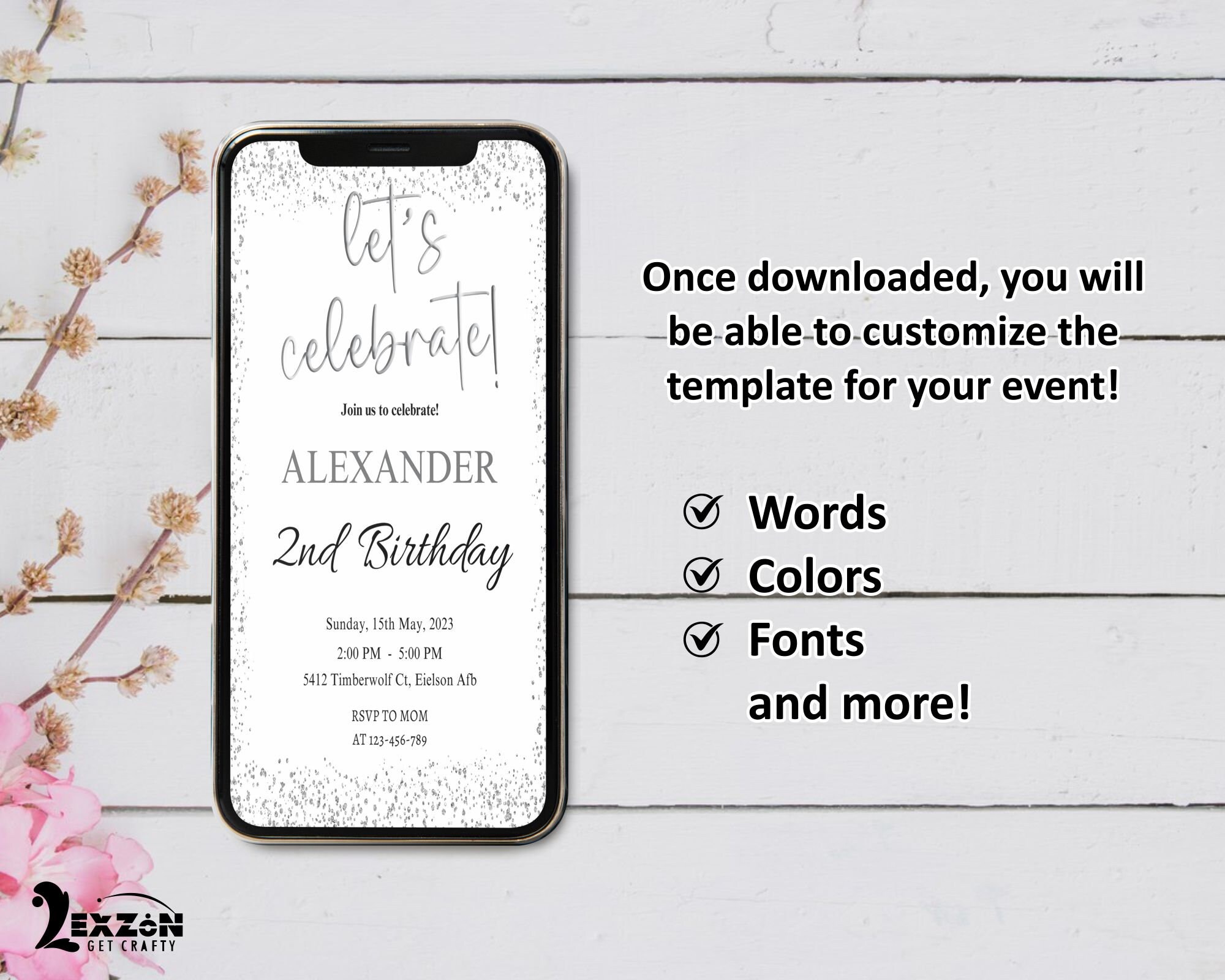 DIY Digital Birthday Invitation, Canva Template, Electronic Birthday ...