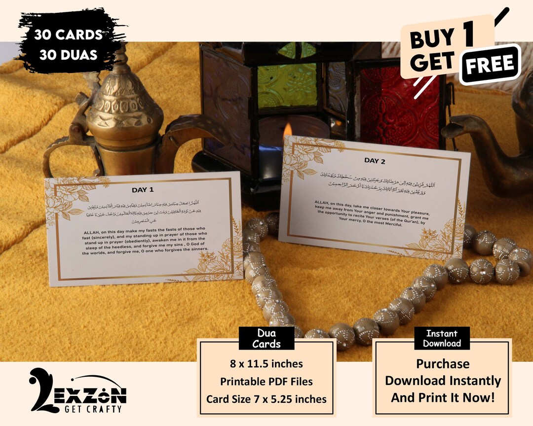 Dua Cards 30 Duas for 30 Days Ramadan Dua Card Set Prayer Cards Ramadan ...