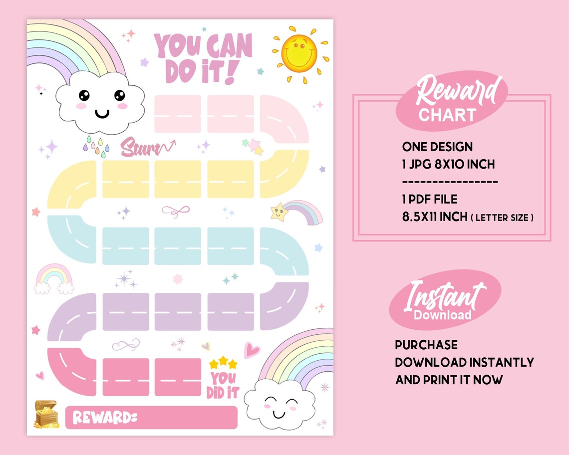 Printable Rainbow Reward Chart Sunshine Behavior Chart - Etsy UK
