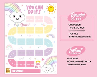 Printable Rainbow Reward Chart Sunshine Behavior Chart Kids Routine ...