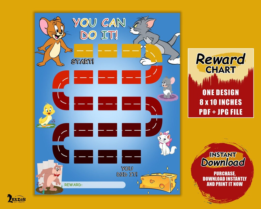 Tom and and Jerry Reward Chart | Printable Behavior Chart | Daily Chore ...