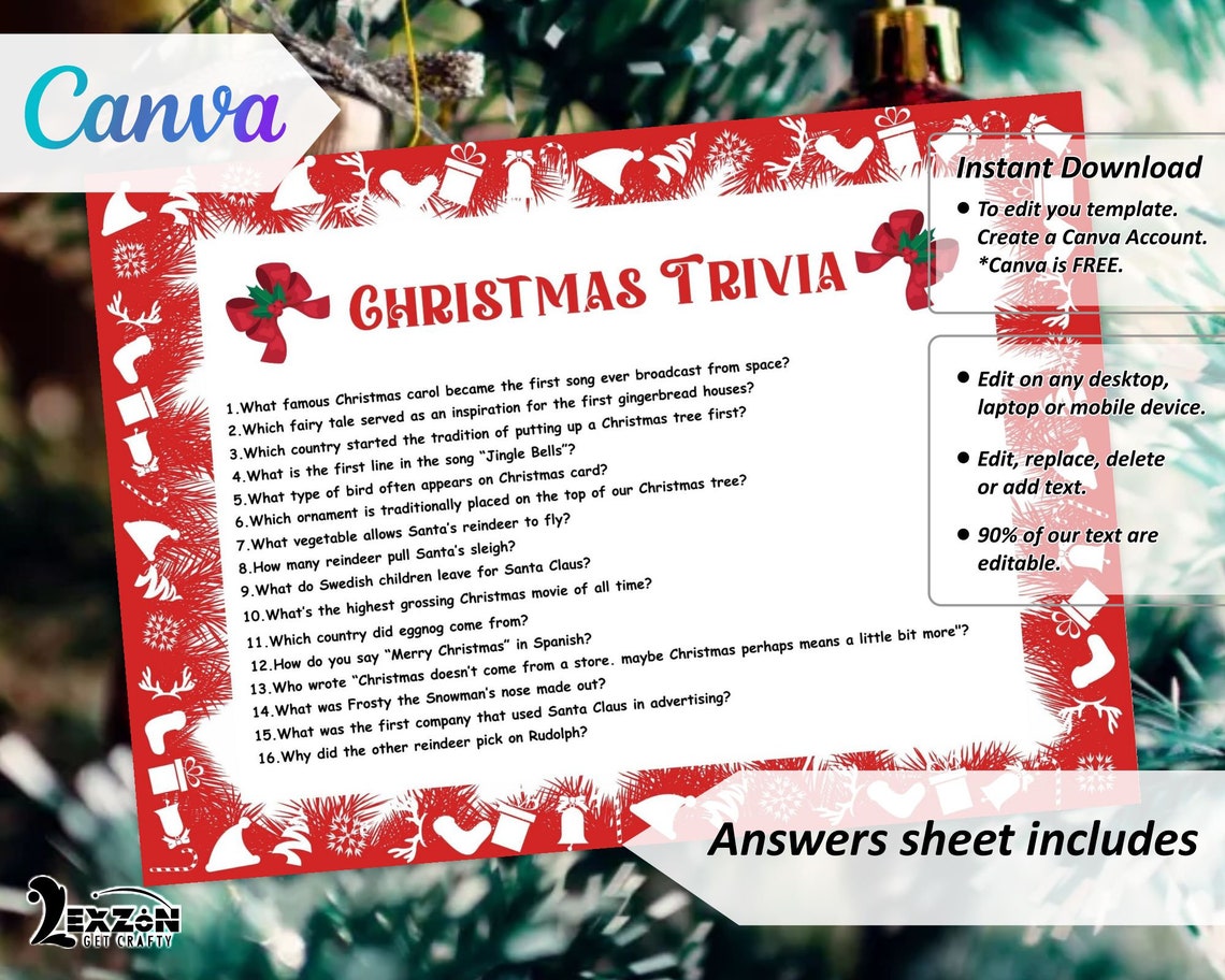 Christmas Trivia Game, Christmas Party Games, Festive Season ...
