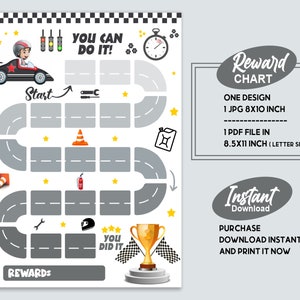 Printable Racing Car Reward Chart | Cars Kids Behavior Chart | Instant ...