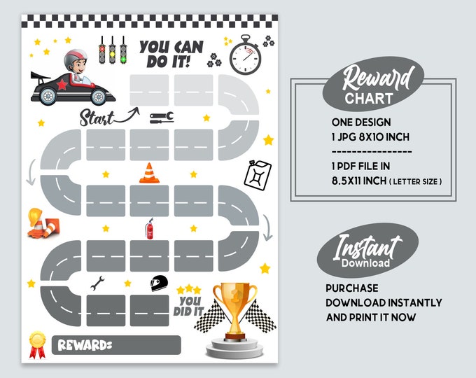 Printable Racing Car Reward Chart | Racing Car Behavior Chart | Daily ...