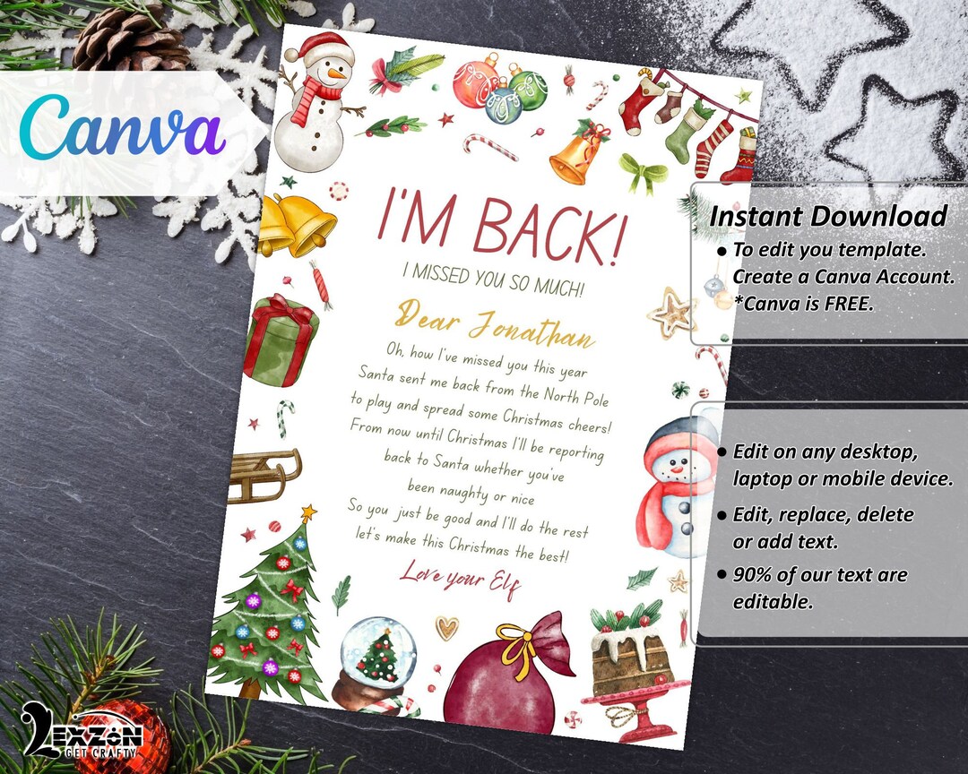 Editable Elf Arrival Letter, Christmas Elf Welcome Letter, Festive ...