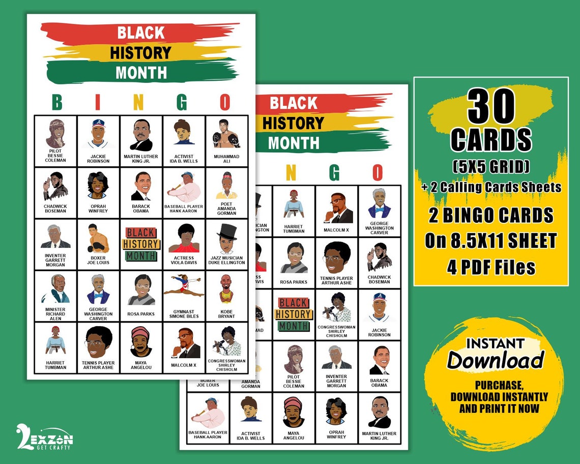 Black History Month Bingo, Black History Games, Black History Trivia ...