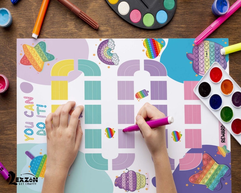 Printable Pop It Reward Chart Pop It Fidget Kids Behavior Chart Instant ...