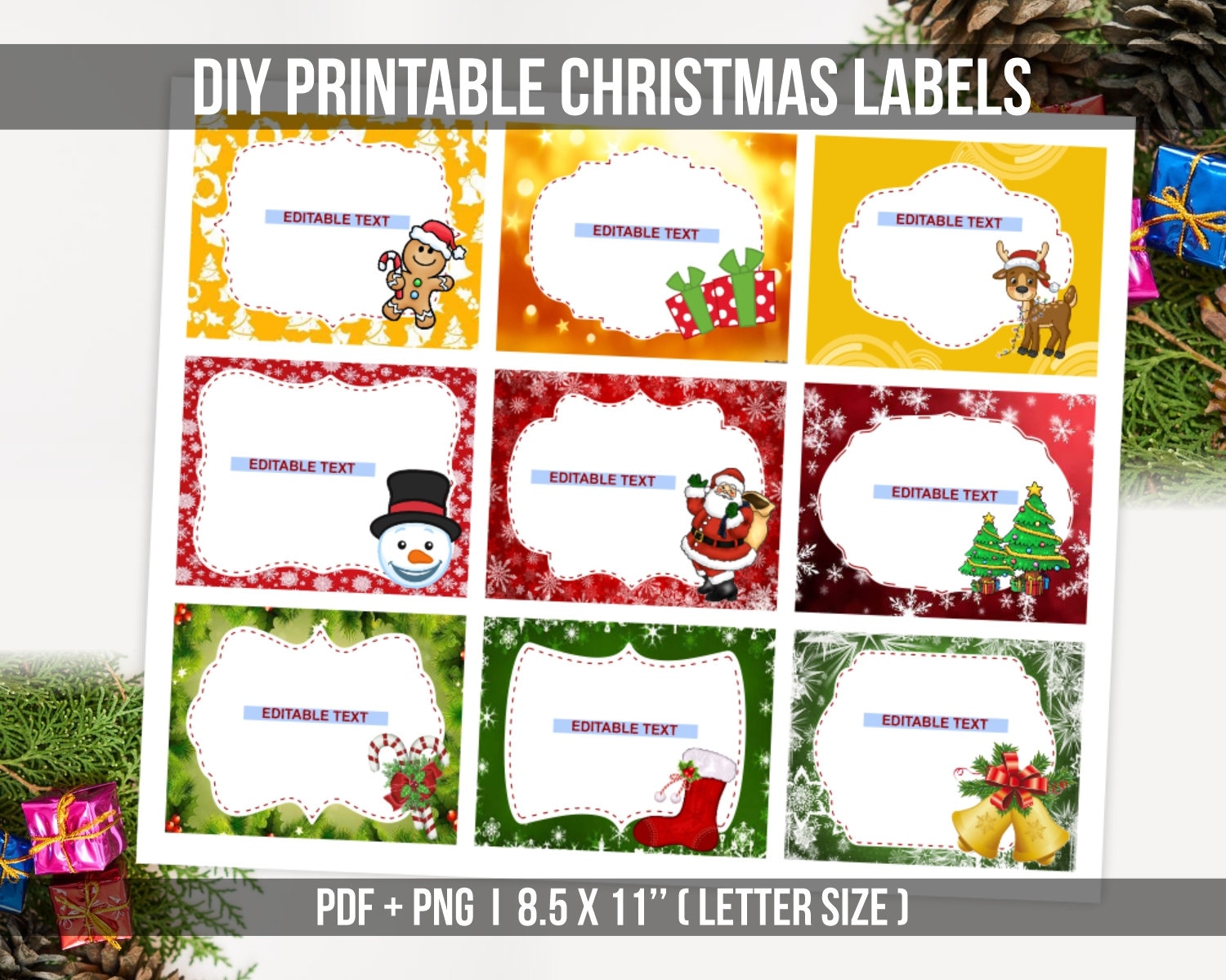 DIY Printable Christmas Labels - Affordable Labels Stickers Instant ...