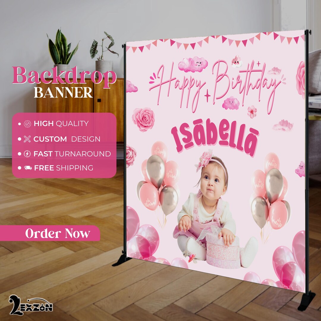 Custom Baby Birthday Backdrop Photo Backdrop Baby Birthday Party ...