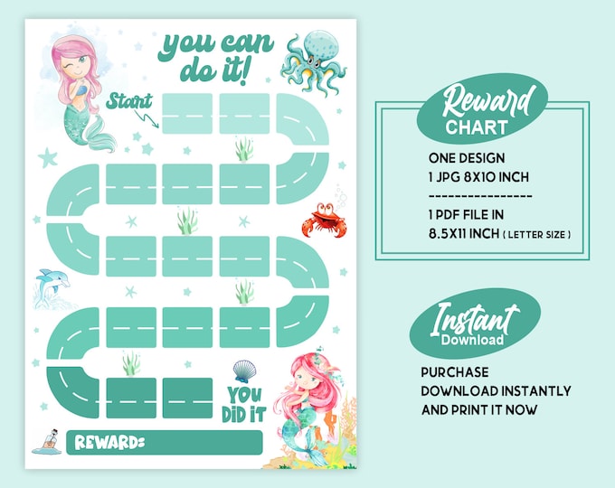 Printable Mermaid Reward Chart | Mermaid Behavior Chart | Daily Chore ...
