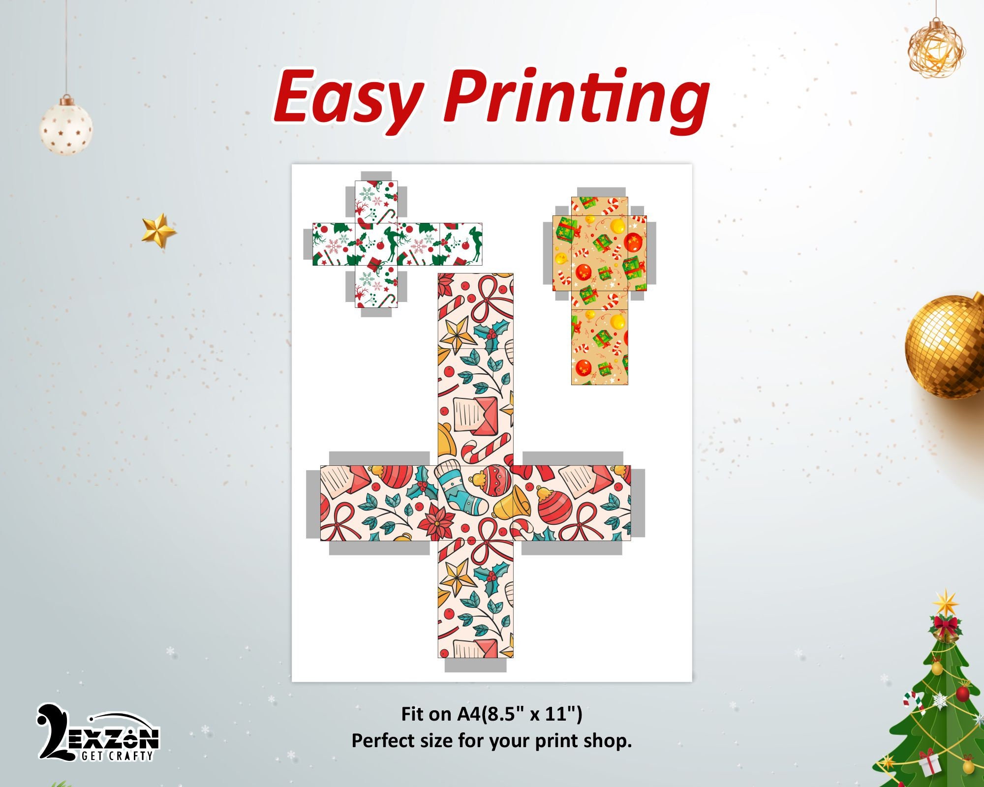 Miniature Christmas Presents 1:6, Printable Templates for Ornaments and ...