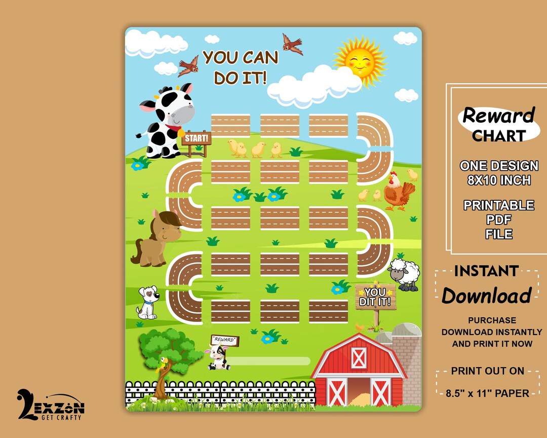 Printable Farm Reward Chart | Farm Kids Behavior Chart | Instant ...
