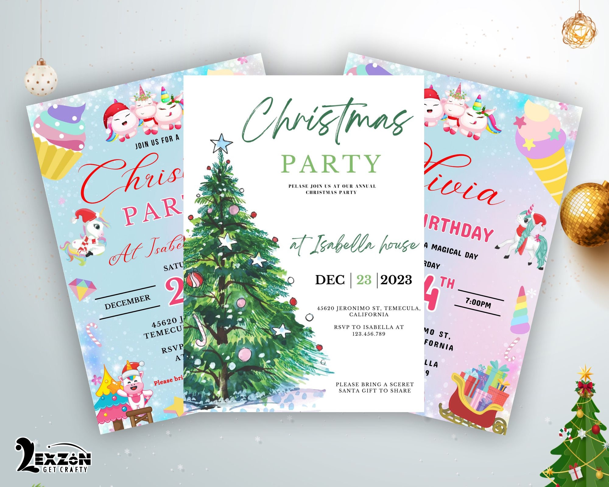 Editable Christmas Canva Template Bundle Christmas Party - Etsy