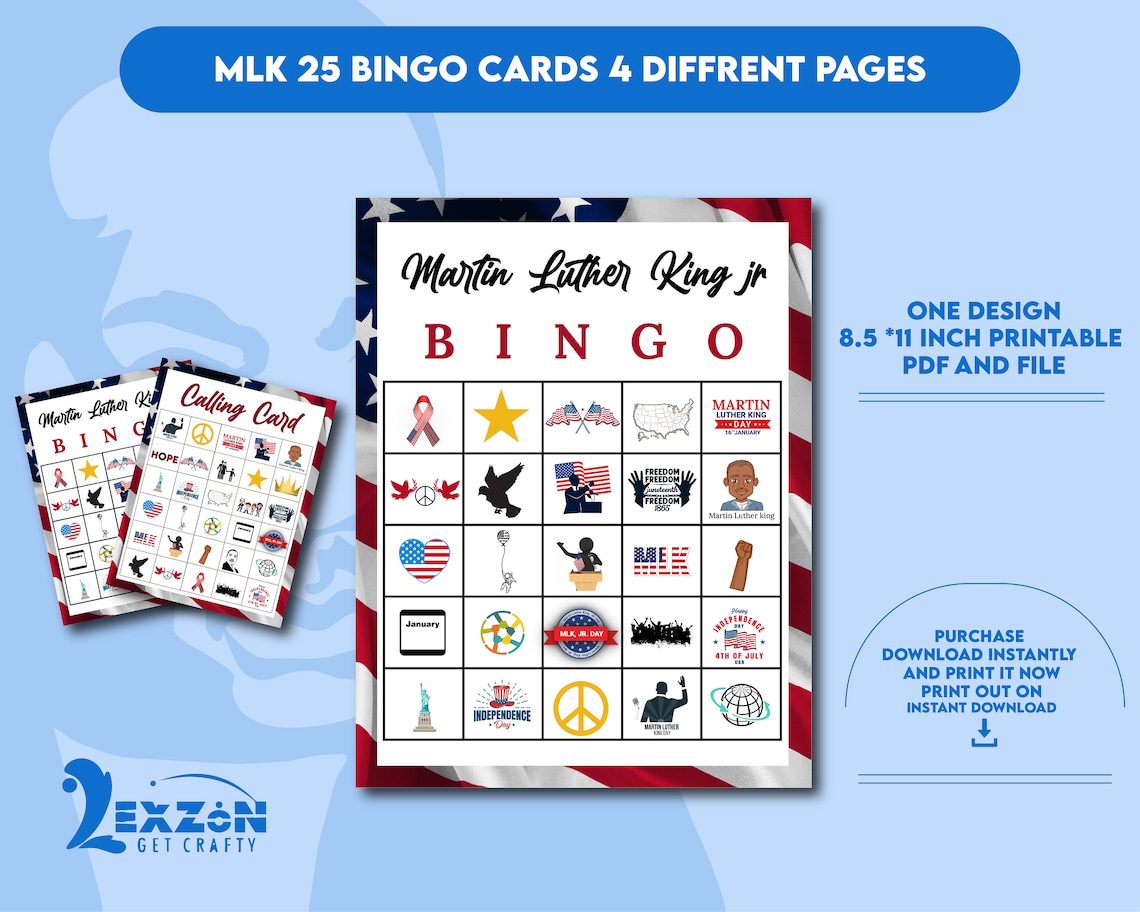 Martin Luther King Bingo, Unique Bingo Cards, Kids' MLK Activity, MLK ...