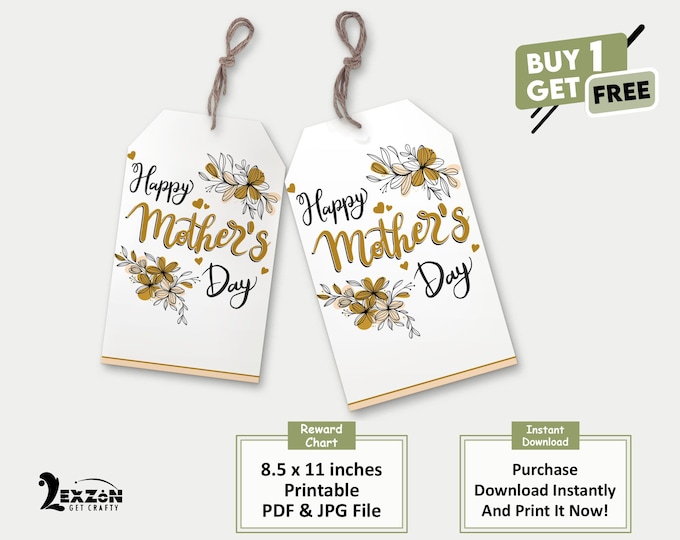 Cute Printable Mother's Day Gift Tag Bundle With Puns - PDF Digital ...