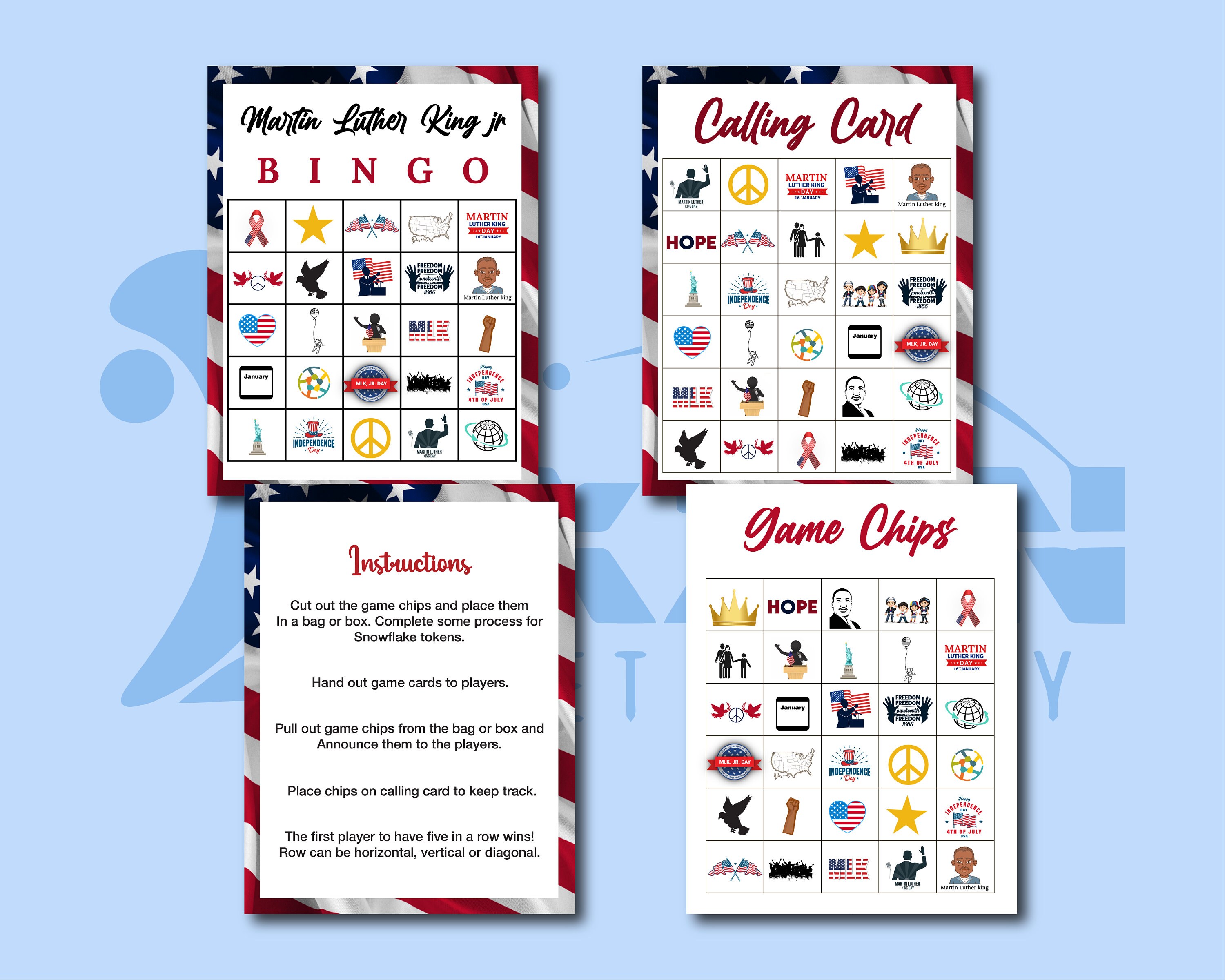 Martin Luther King Bingo, Unique Bingo Cards, Kids' MLK Activity, MLK ...