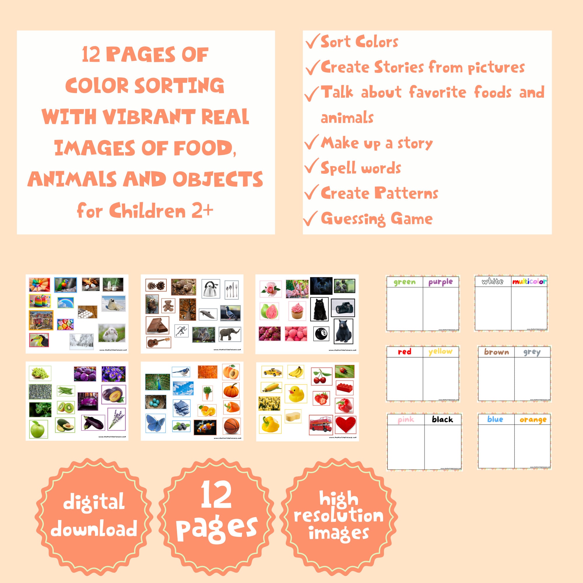 Sensory, Montessori Sorting Colors Printable Activity With High ...