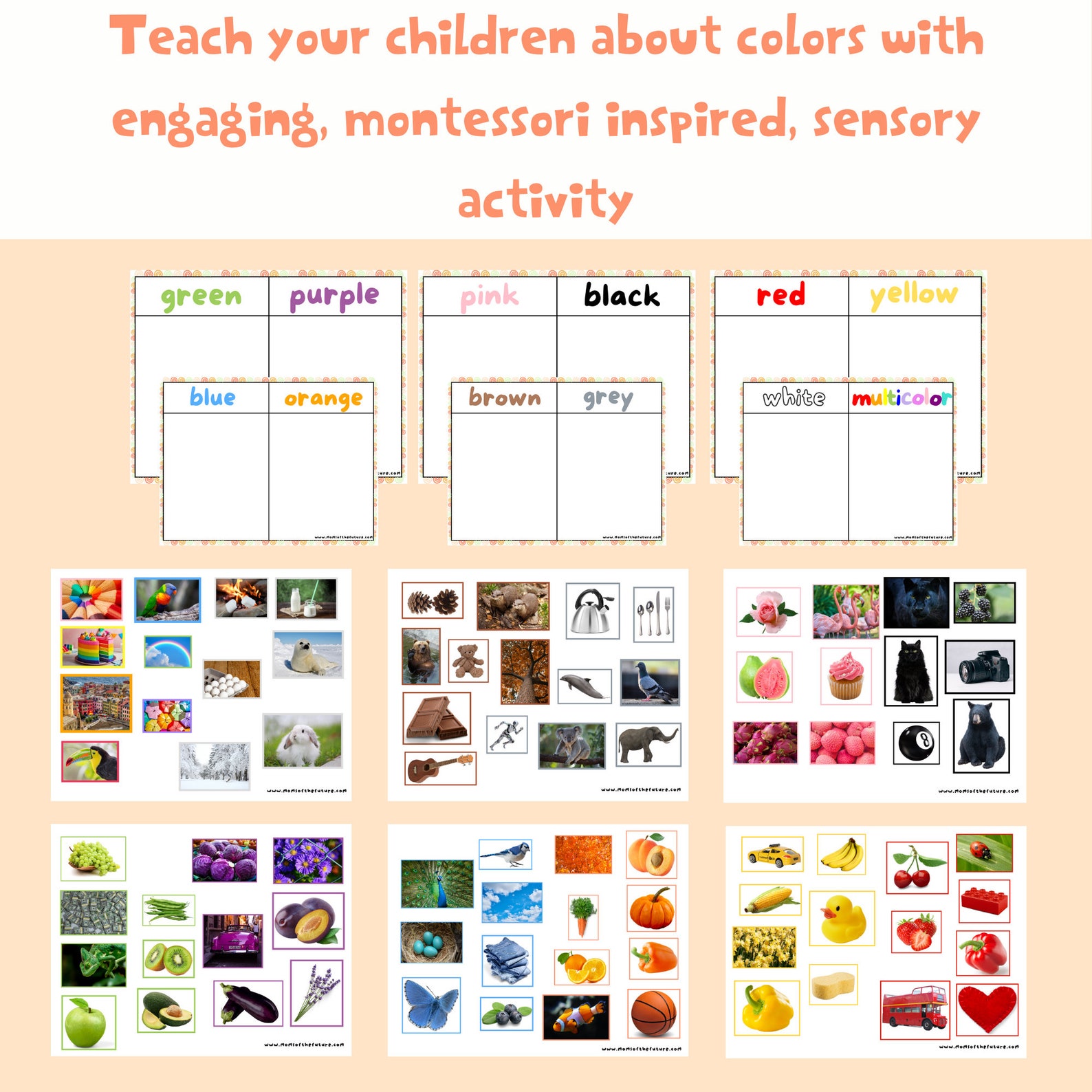 Sensory, Montessori Sorting Colors Printable Activity With High ...