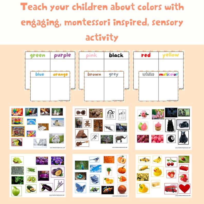 Sensory, Montessori Sorting Colors Printable Activity With High ...