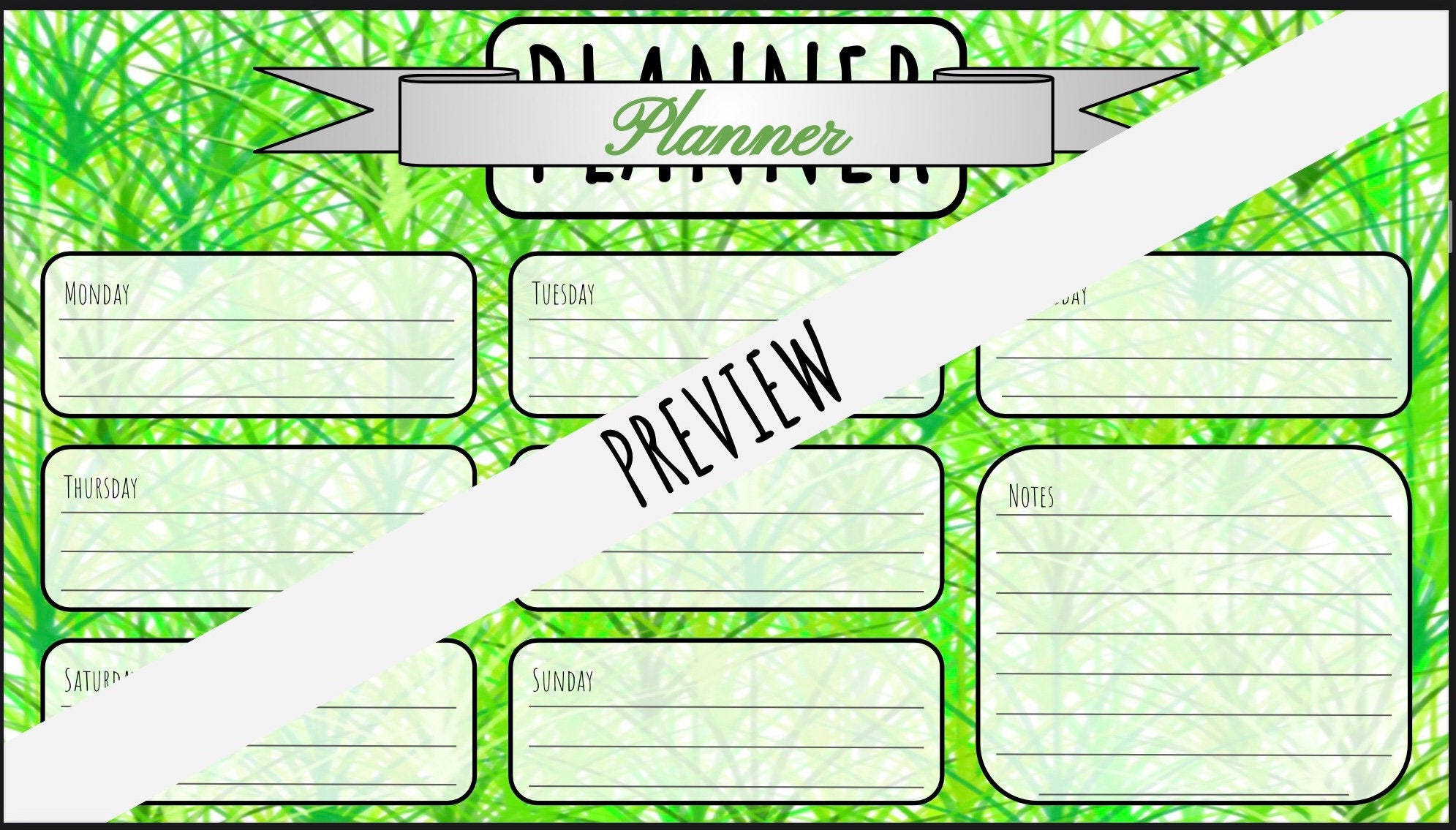 Bold Green Weekly Planner - Etsy