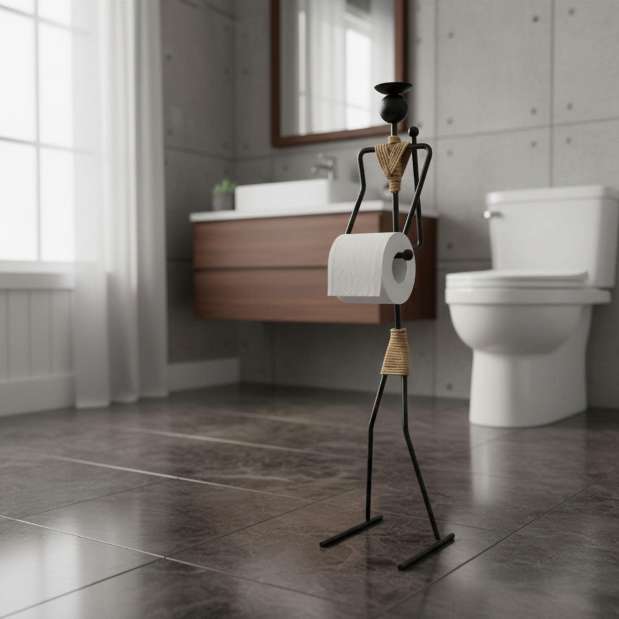 Metal Standing Toilet Paper Holder, Rustic Bathroom Decor, Funny TP ...