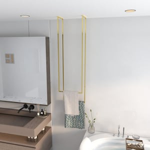 Minimalist Ceiling Towel Rack, Modern Industrial Bathroom Organizer - Etsy