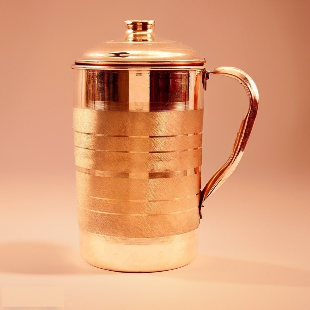 100% Pure Copper Water Jug Pitcher | Ayurveda Yoga Health Benefits High ...