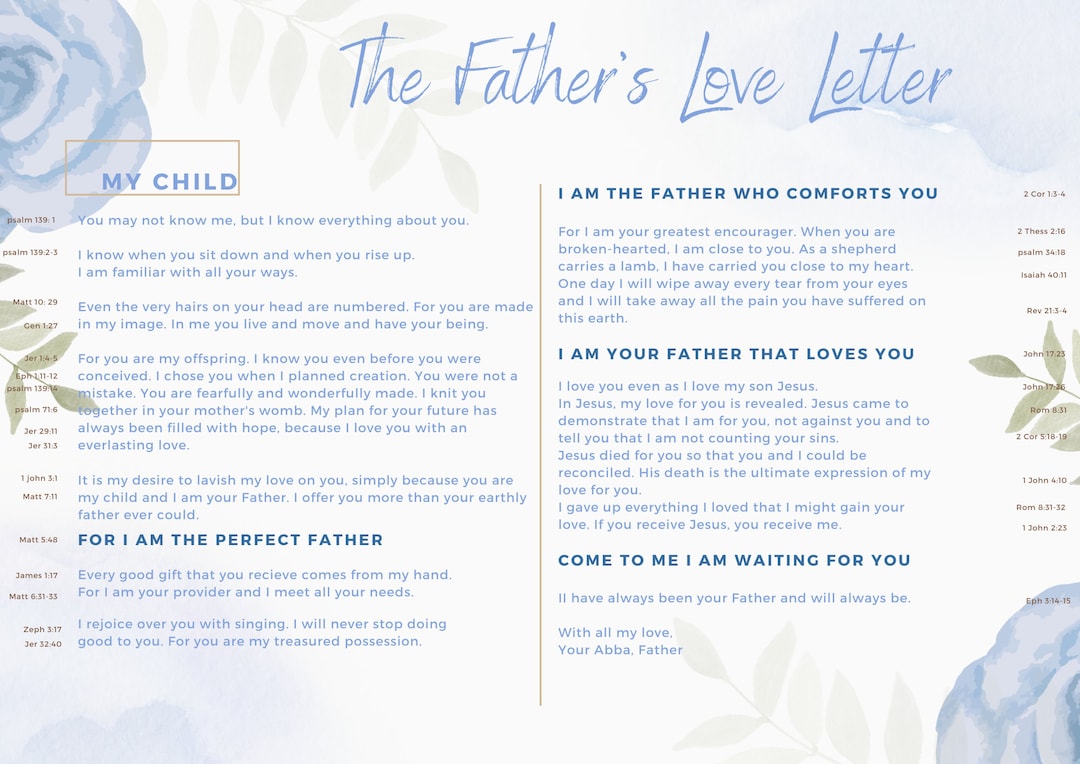 The Fathers Love Letter - Christian - Blue Roses - Digital Print Poster ...