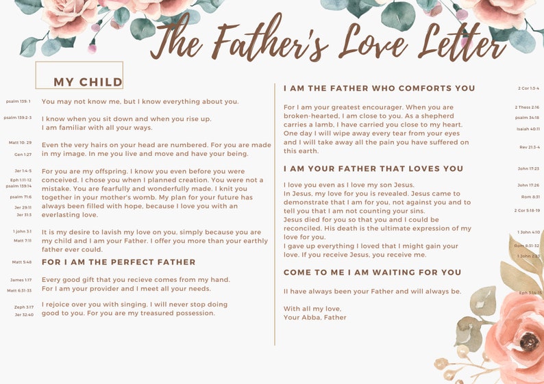 The Father's Love Letter - Christian - White and Pink Roses - Digital ...
