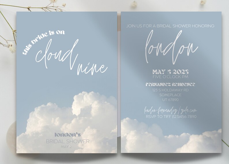Cloud 9 Bridal Shower Invitation Template (digital Download) - Etsy