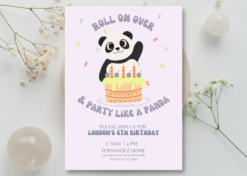 Editable Panda Birthday Invite, Panda Invite, Panda Party Theme, Kids ...